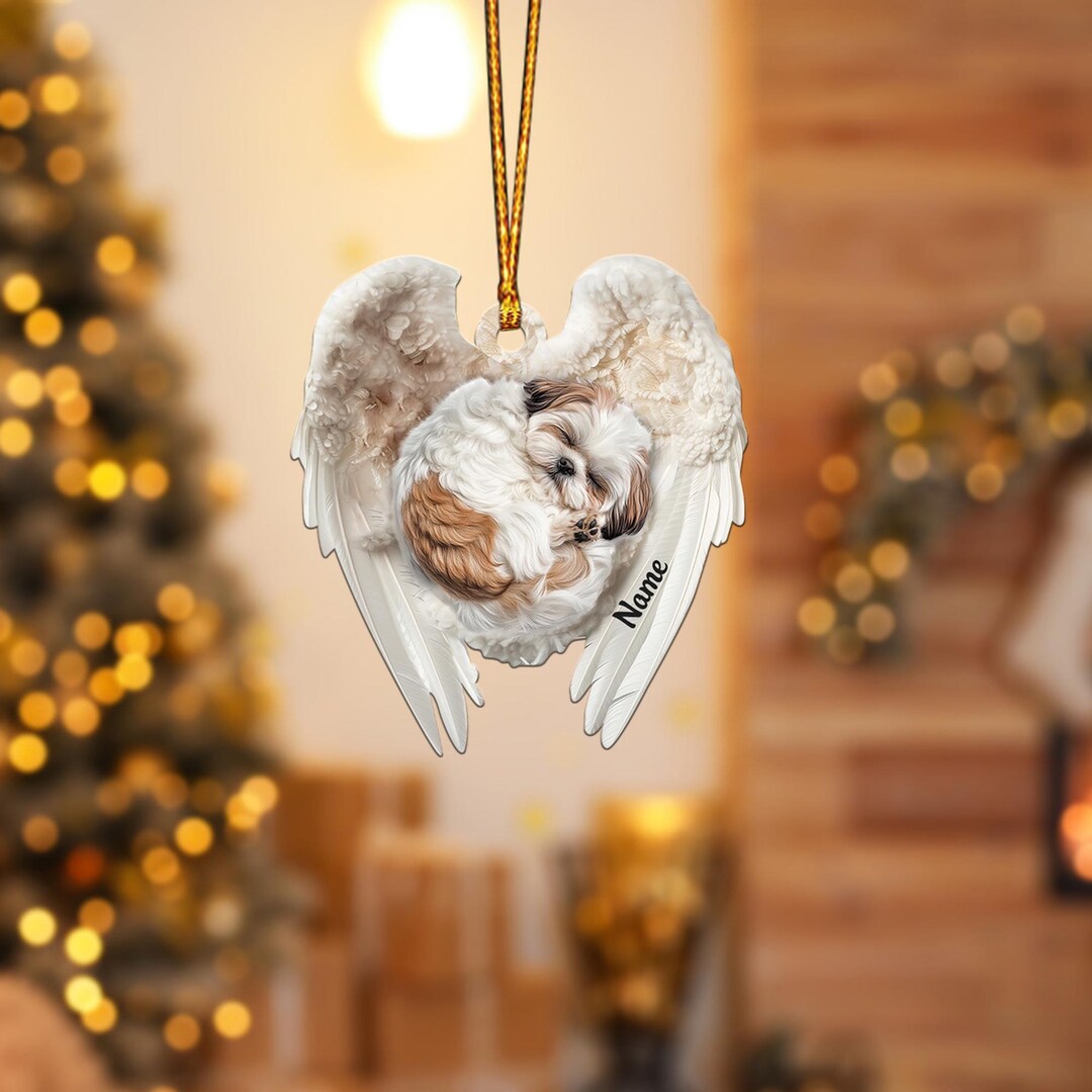 Shih Tzu Dog Angel Wings Car Ornament, Shih Tzu Dog Christmas Ornament ...