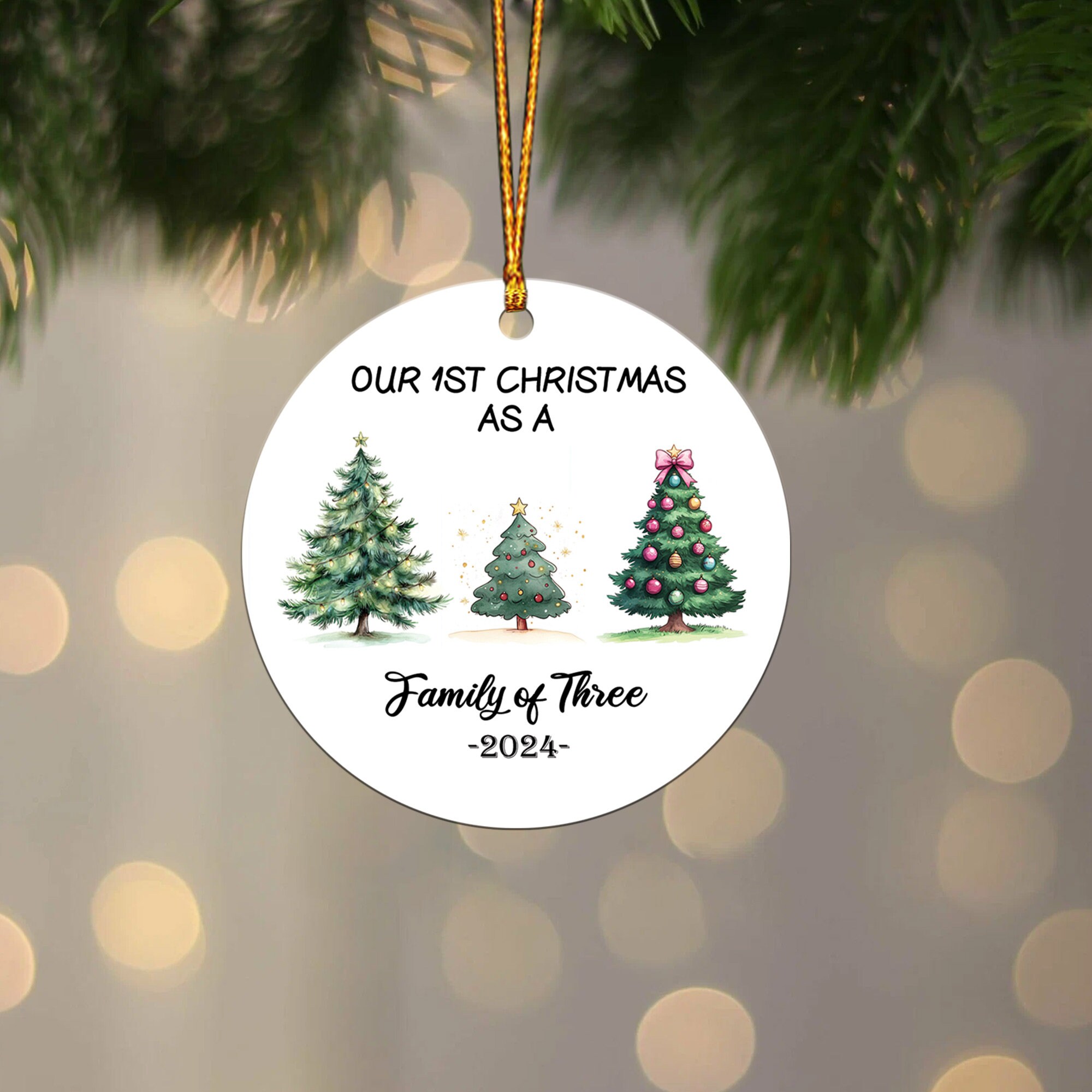 Personalized Family of Three Christmas Ornament, Family of Three ...