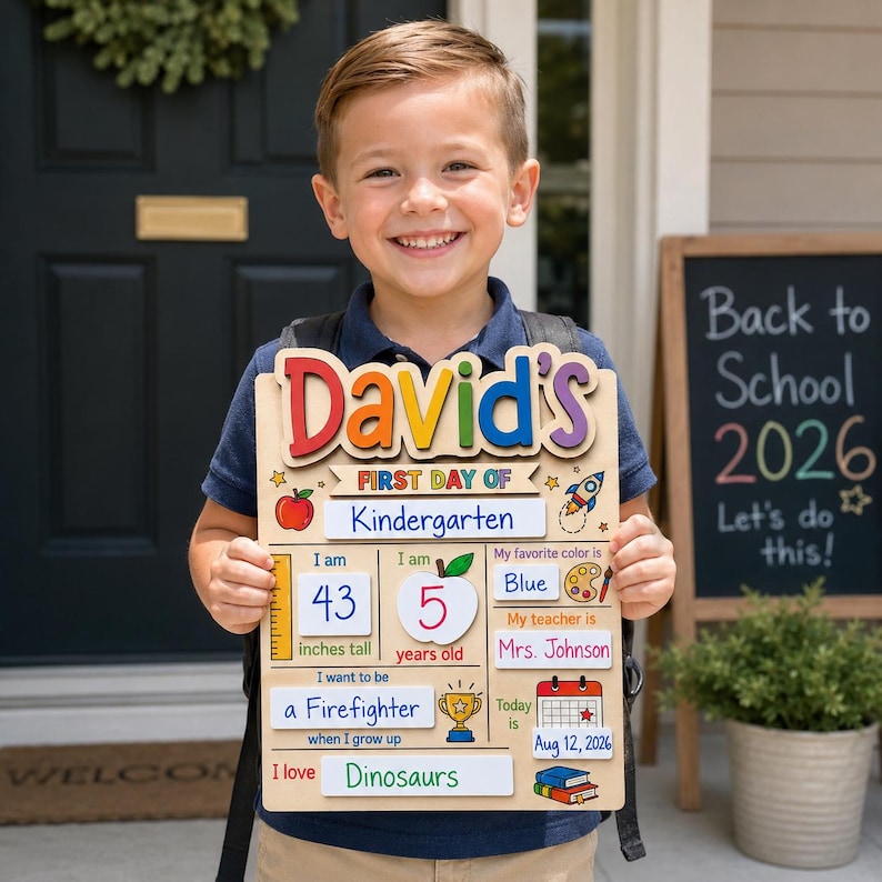 Personalized Back to School Sign Custom First Day of Pre K Board ...