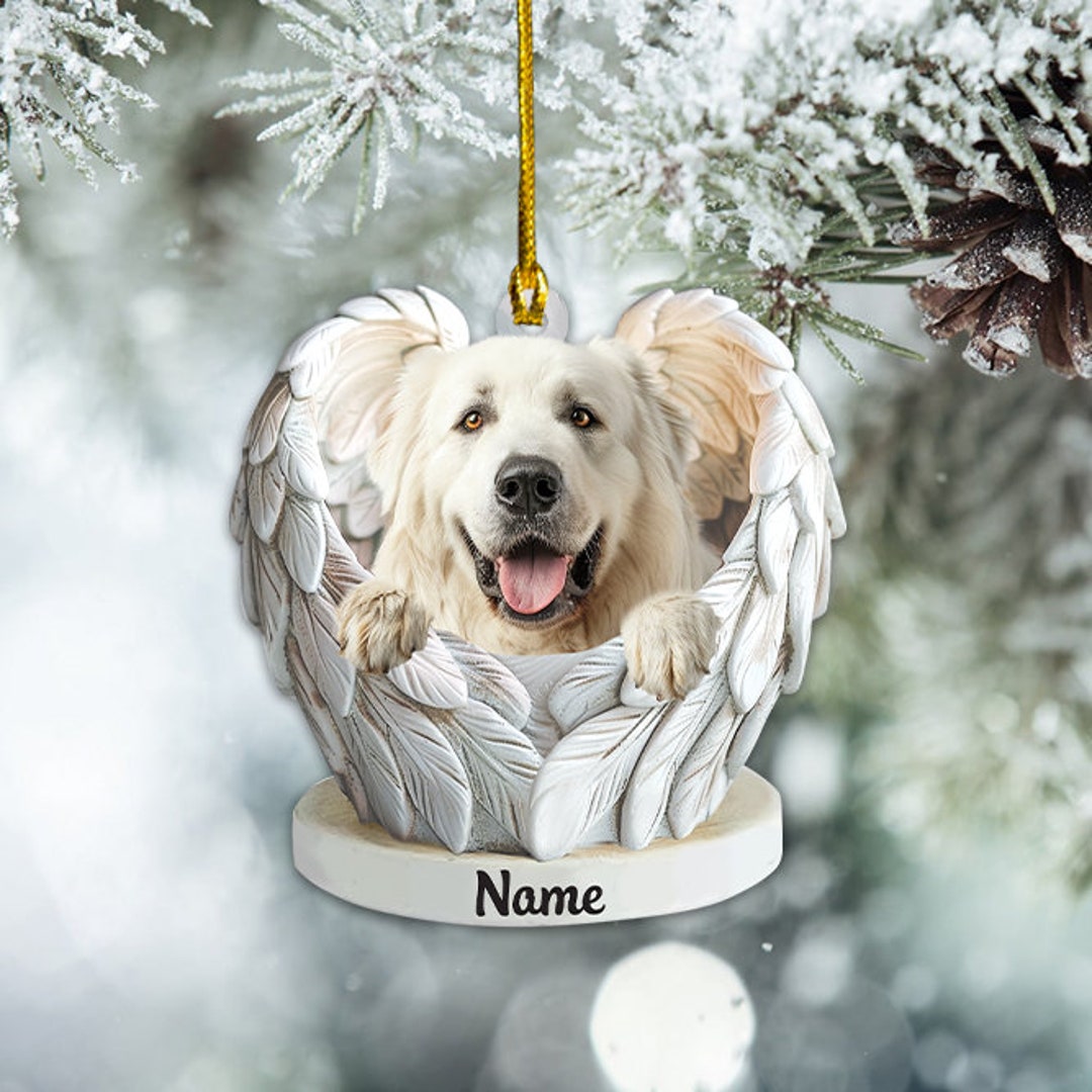 Personalized Great Pyrenees Dog Angel Wings Ornament, Great Pyrenees ...