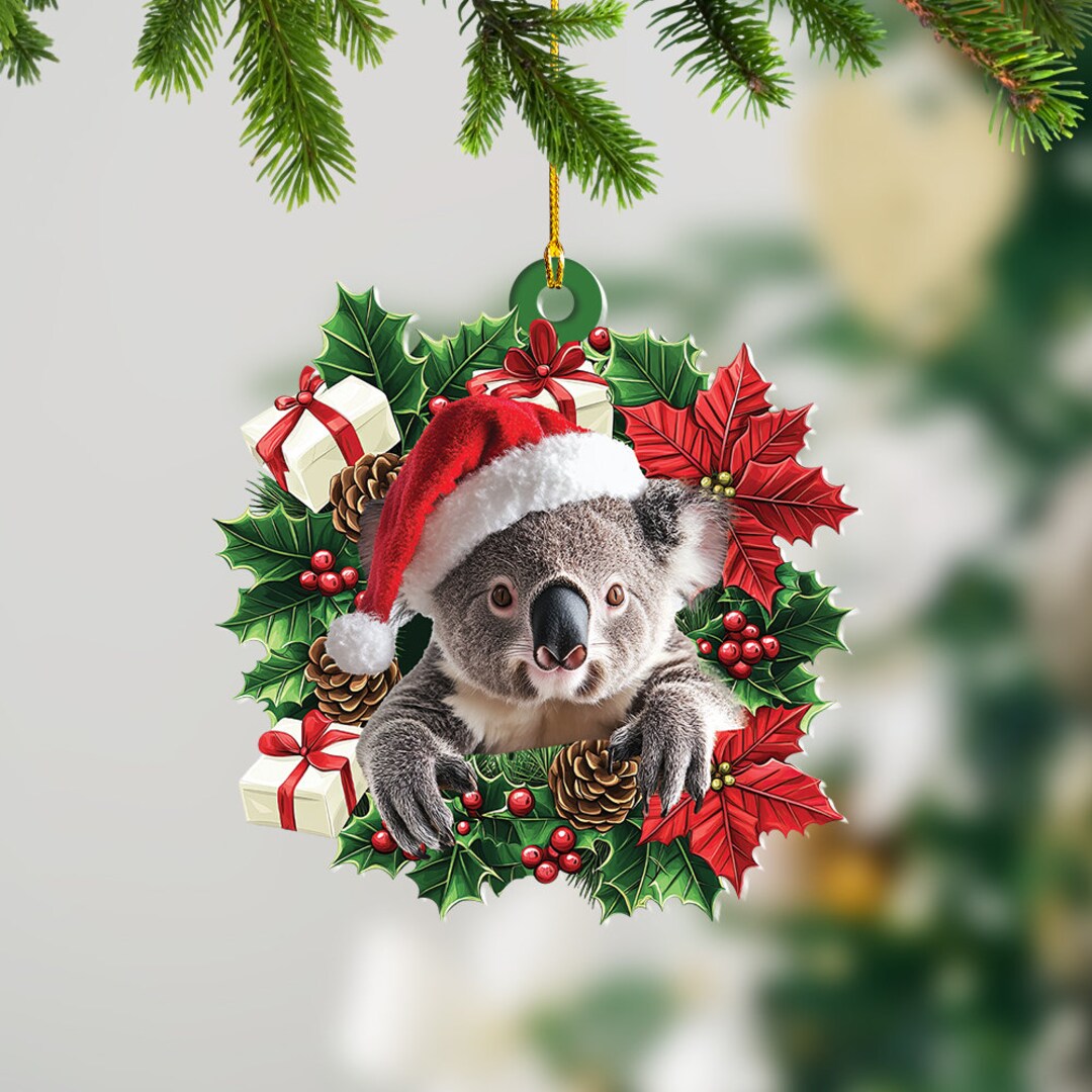 Koala Christmas Wreath Ornament, Koala Christmas Ornament, Koala ...