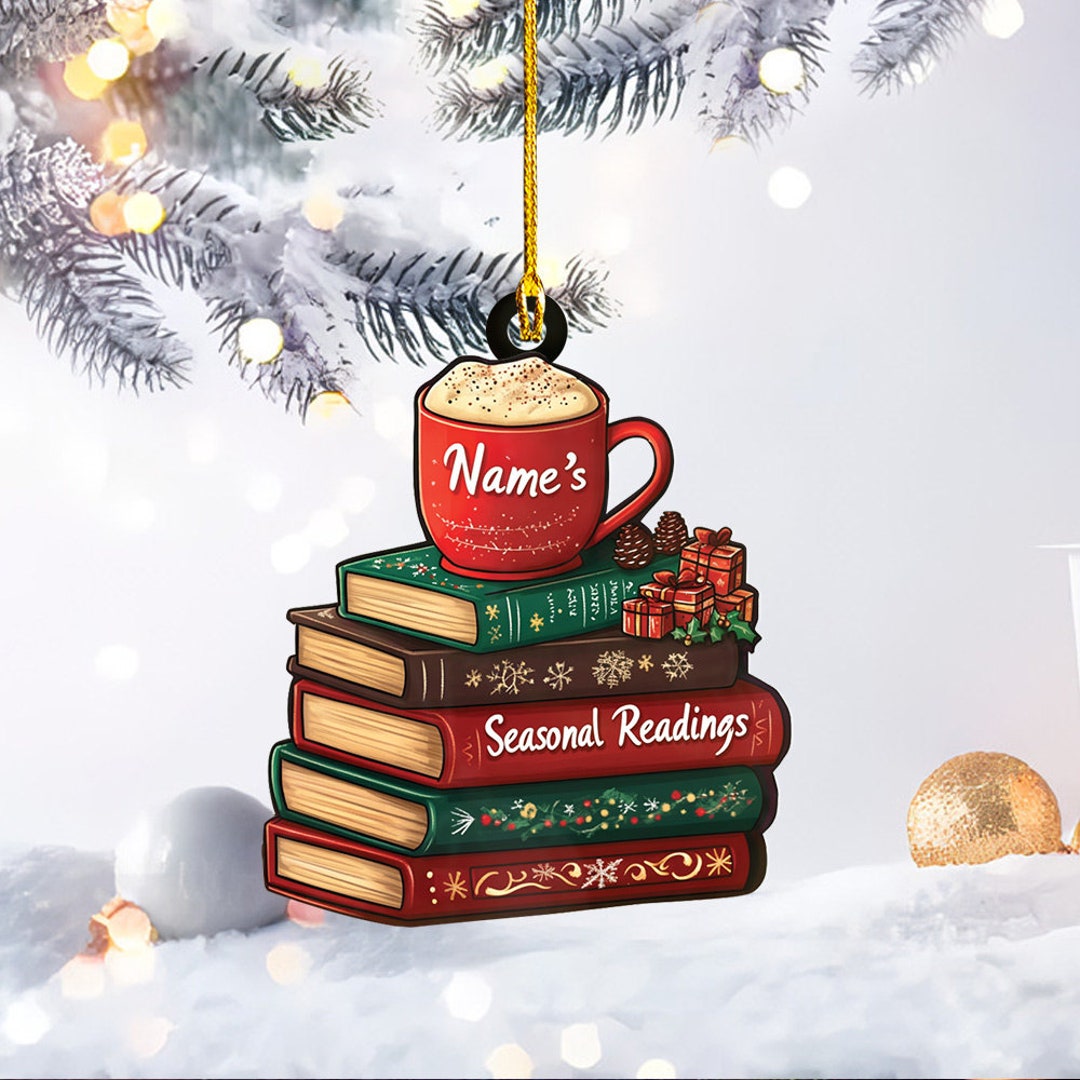 Personalized Bookstack Ornament, Custom Bookstack Christmas Ornament, Bookworm Gifts, Librarian ...
