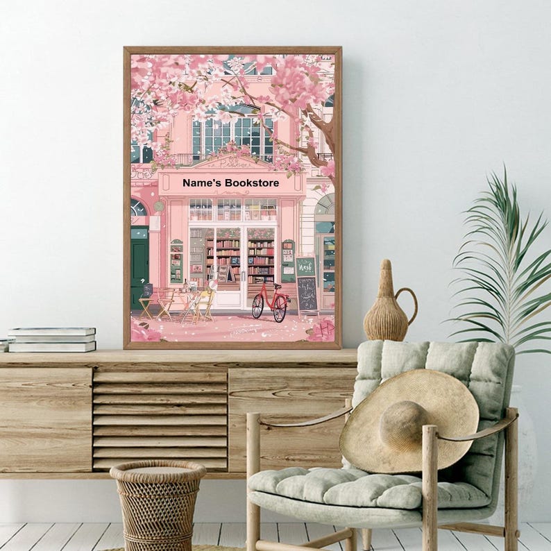 Custom Name Bookstore Poster, Library Poster, Bookshop Art Print ...