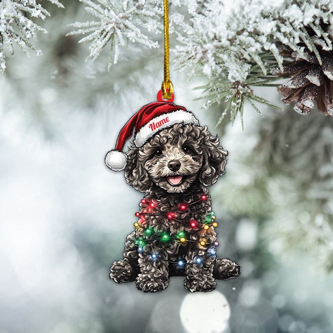 Personalized Poodle Dog Christmas Lights Ornament, Poodle Dog Ornament ...