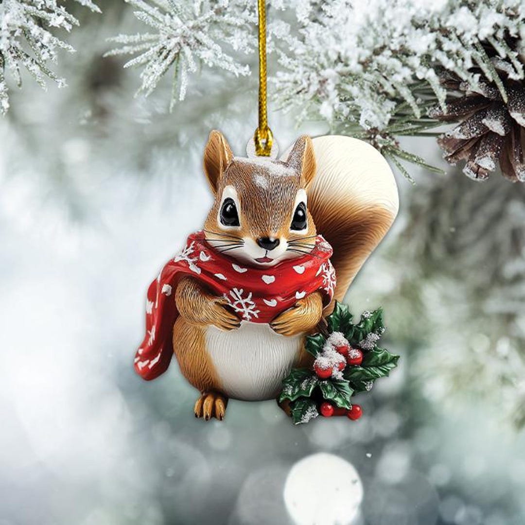 Squirrel Christmas Lights Ornament, Squirrel Xmas Ornament, Squirrel ...