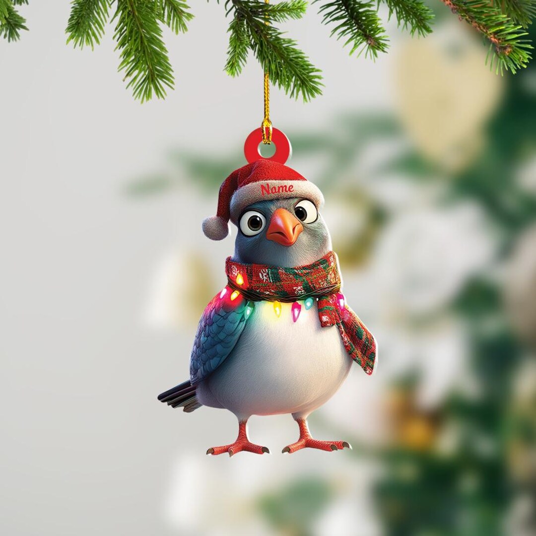 Personalized Pigeon Ornament, Pigeon 2D Flat Christmas Hanging Ornament ...
