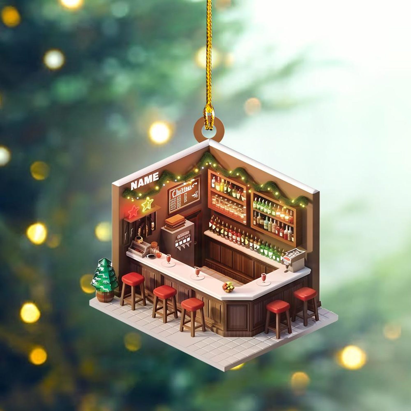 Personalized Christmas Bar Ornament, Pub Ornament, Home Bar Christmas ...
