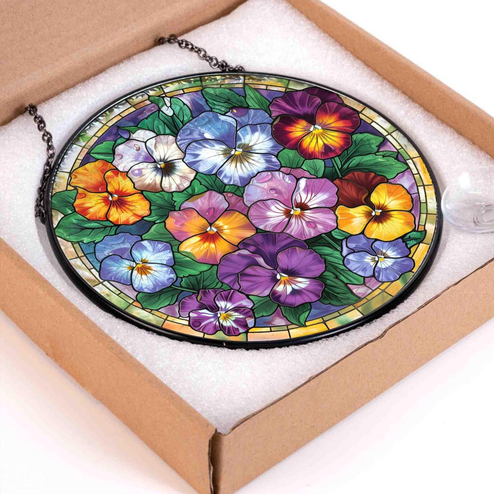 Pansy Flower Stained Glass Suncatcher, Pansy Ornament, Flowers Window ...