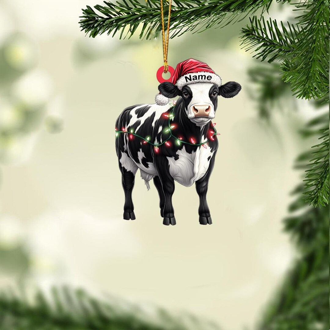 Personalized Cow Christmas Lights Ornament, Cow Christmas Ornament, Cow ...