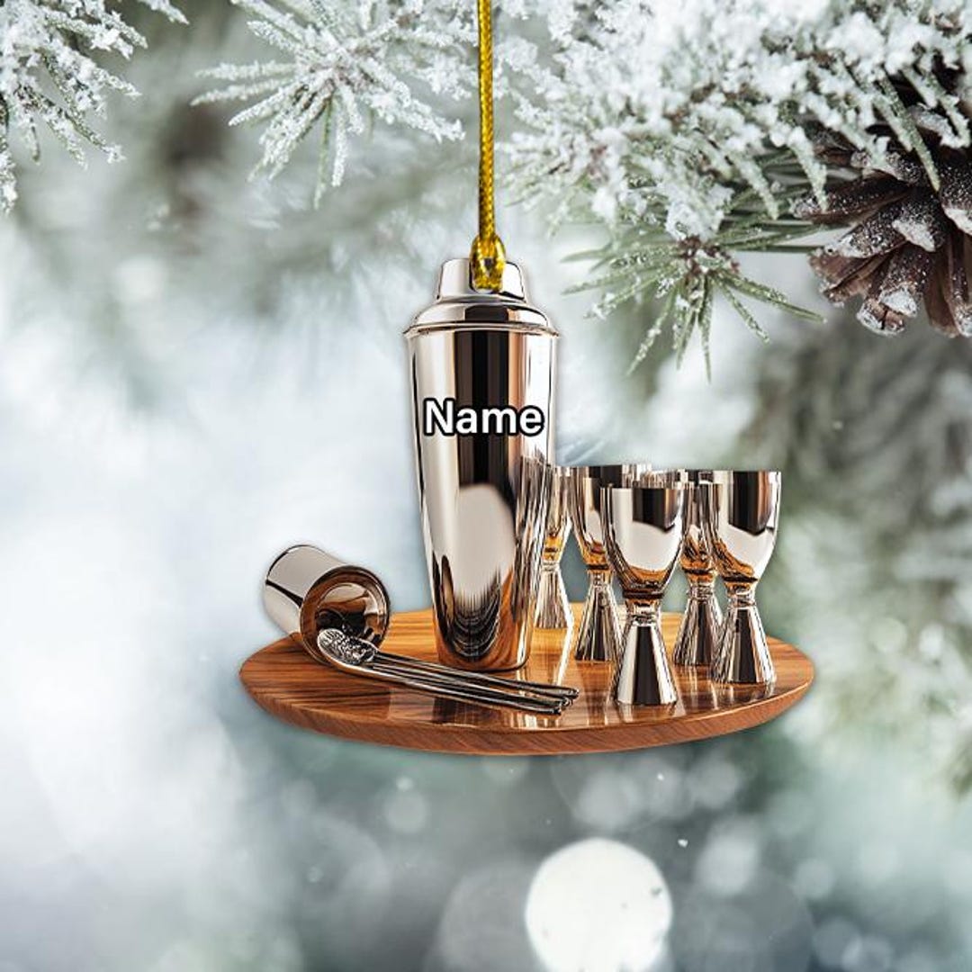 Personalized Cocktail Shakers Ornament, Shaker Bar Set Christmas ...