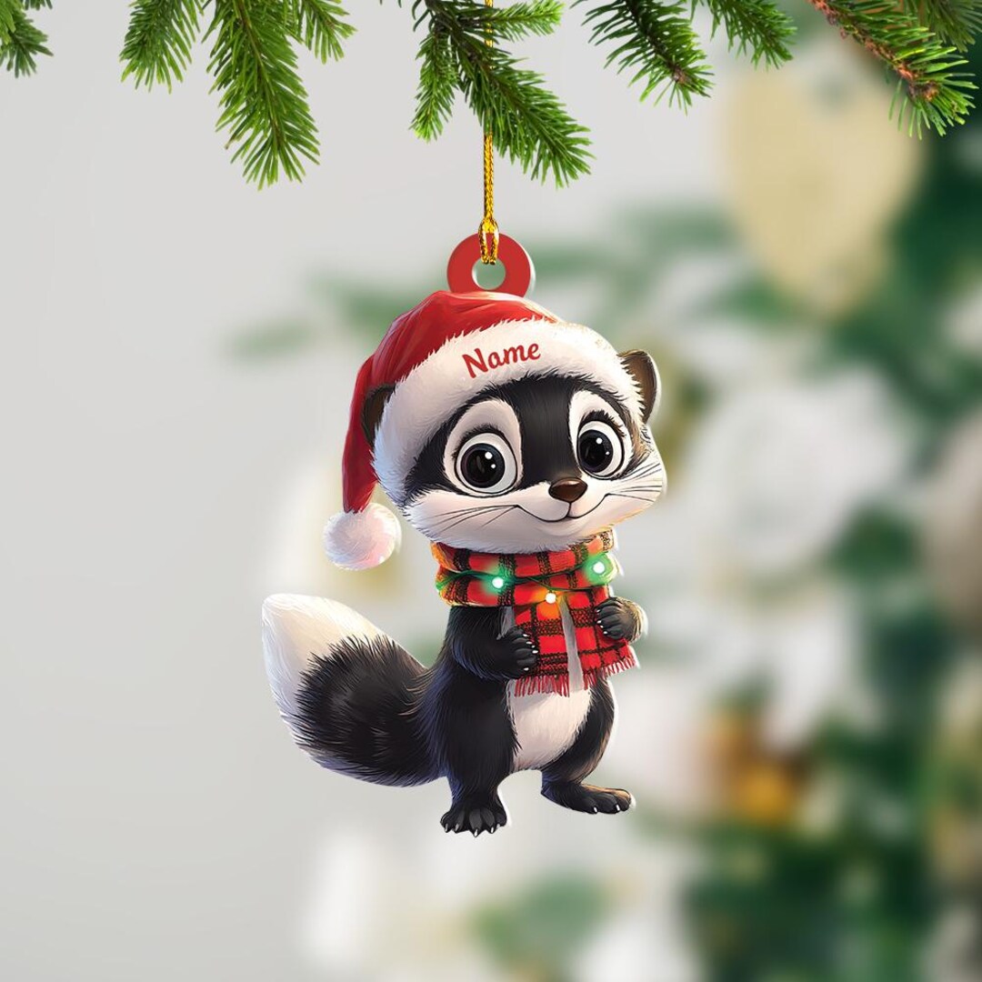 Personalized Skunk Ornament, Skunk Christmas Hanging Ornament, Skunk ...
