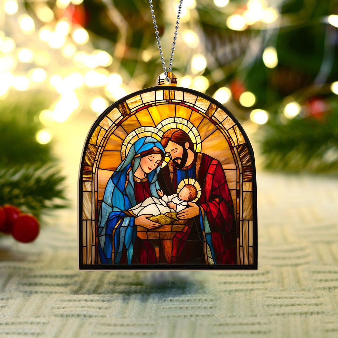 Jesus Nativity Scene Suncatcher Ornament, Birth of Jesus Ornament Gift ...