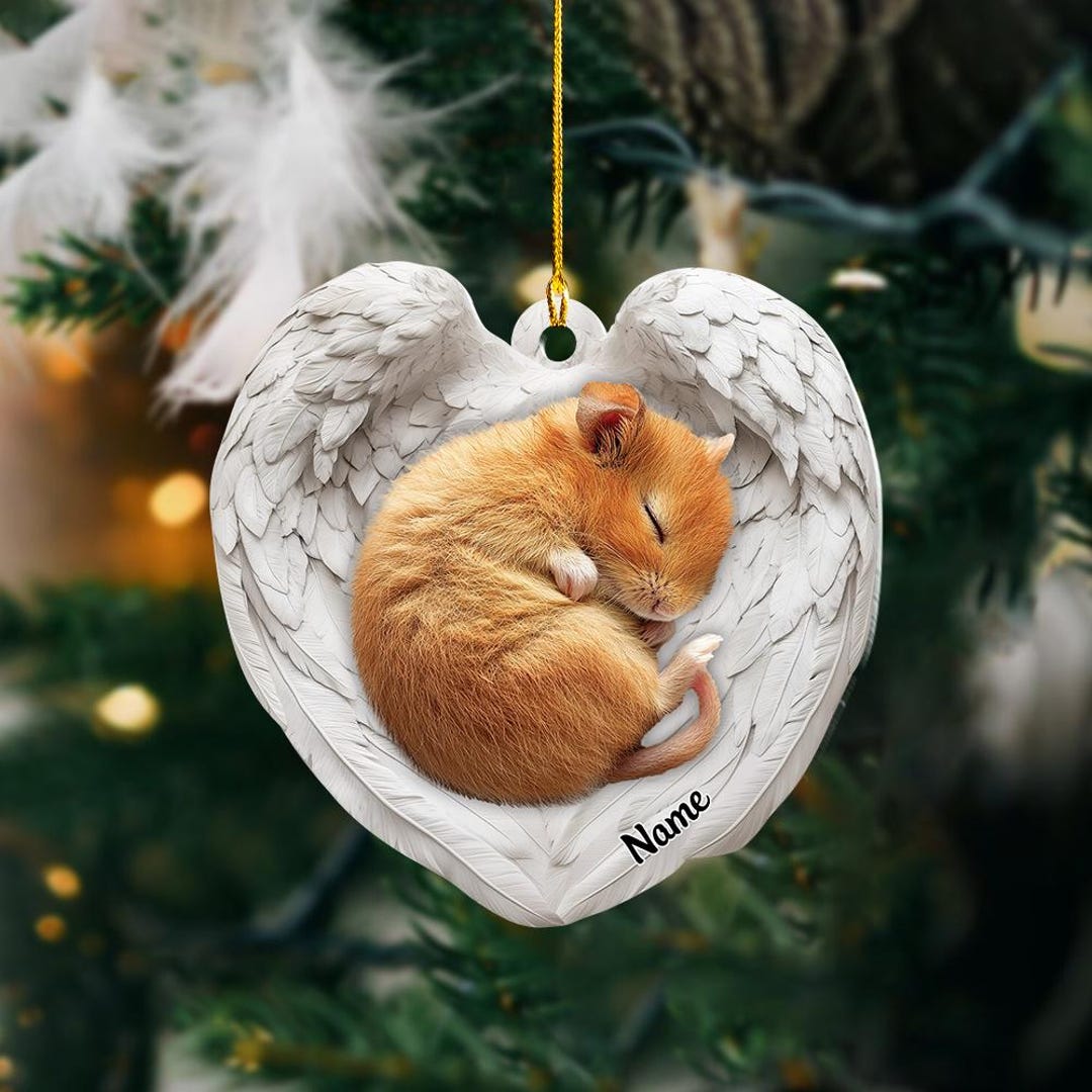 Personalized Monkey Sleeping Angel Wings Ornament, Monkey Christmas ...