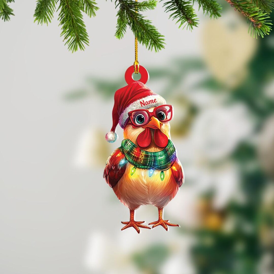 Personalized Rooster Ornament, Rooster 2D Flat Christmas Hanging ...