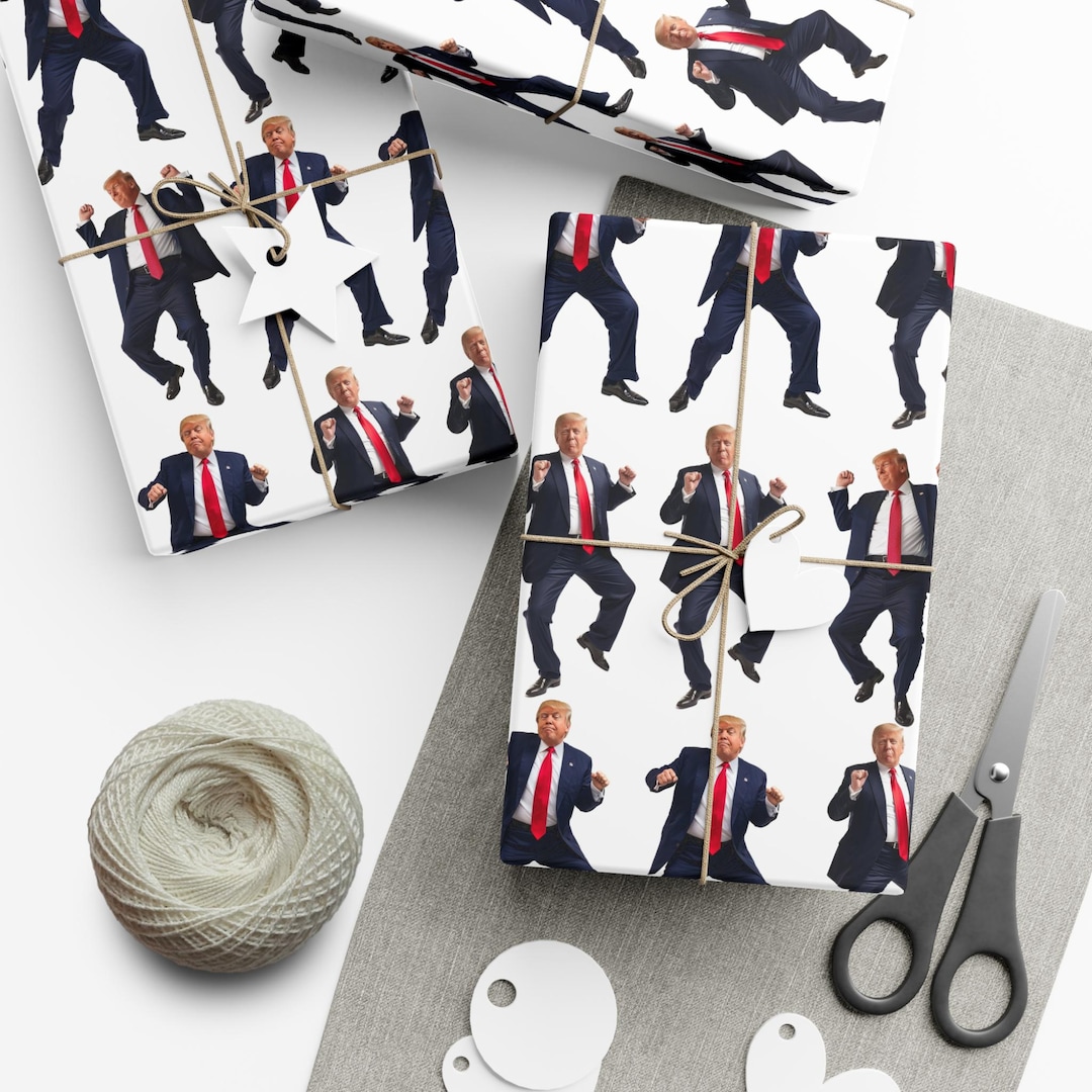 Donald Trump Dancing Wrapping Paper, Donald Trump Christmas Wrapping ...