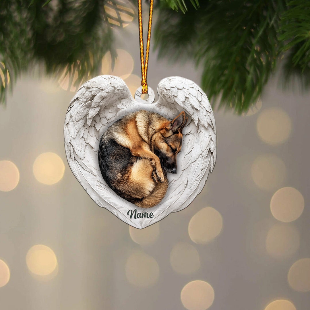 Personalized German Shepherd Dog Sleeping Angel Wings Ornament, Dog ...