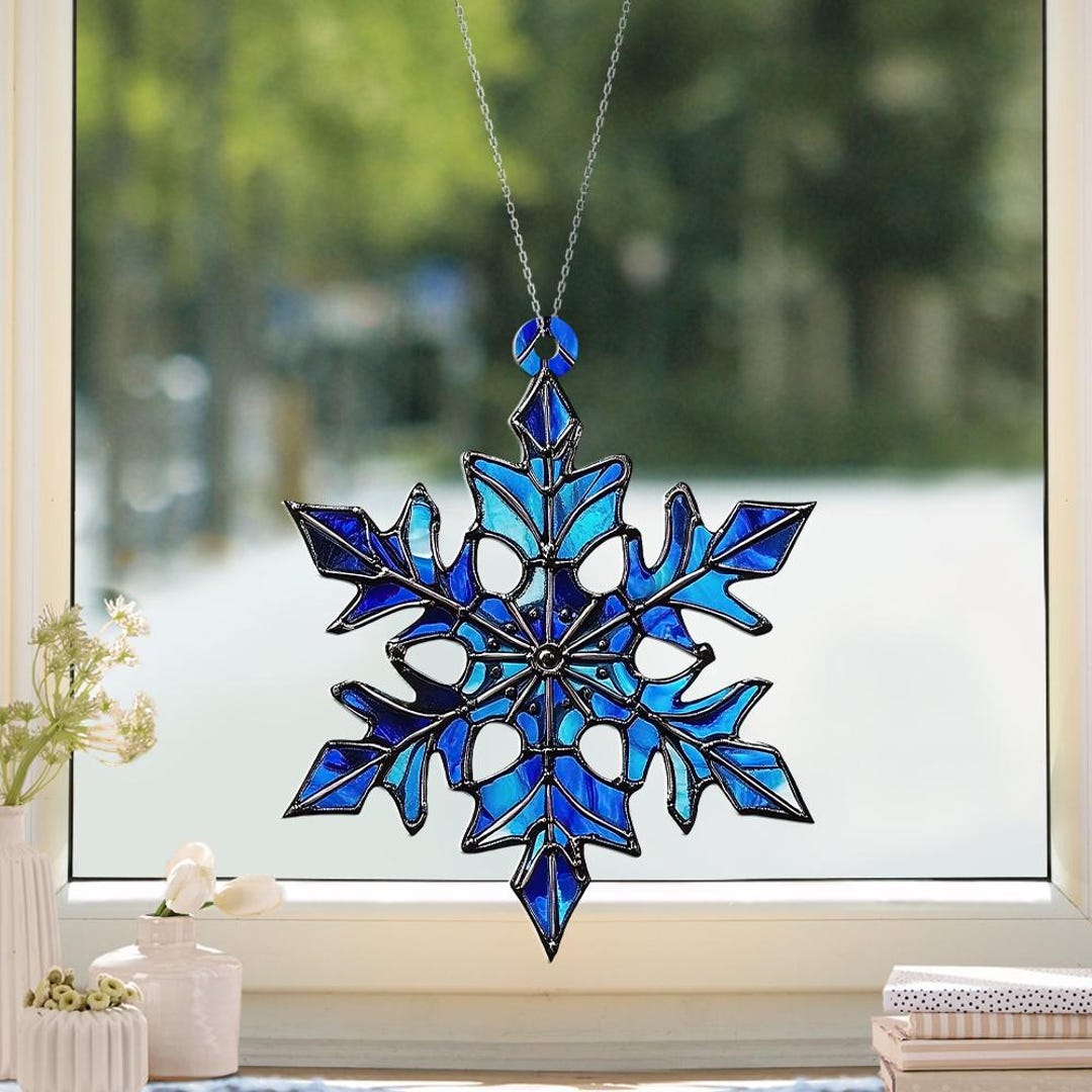 Snowflake Suncatcher Ornament, Snowflake Christmas Ornament, Snowflake ...