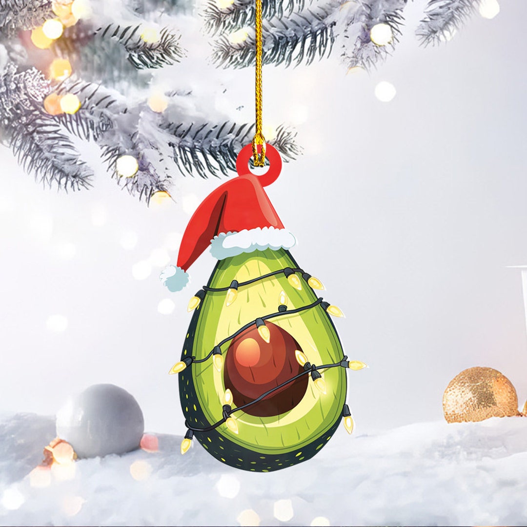 Personalized Avocado Christmas Lights Ornament, Avocado Car Ornament ...