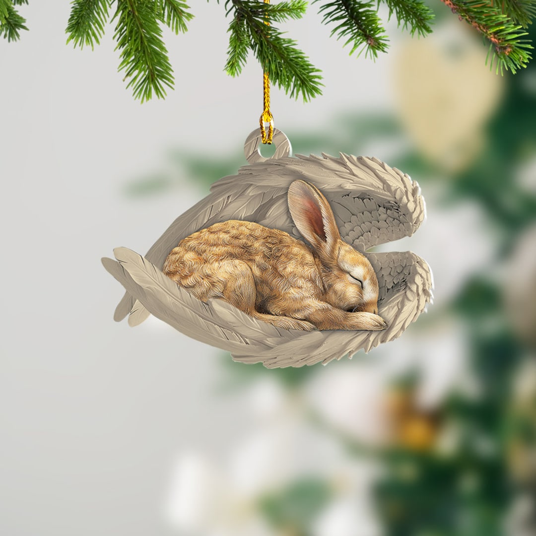 Personalized Rabbit Sleeping Angel Ornament, Rabbit Angel Wings ...