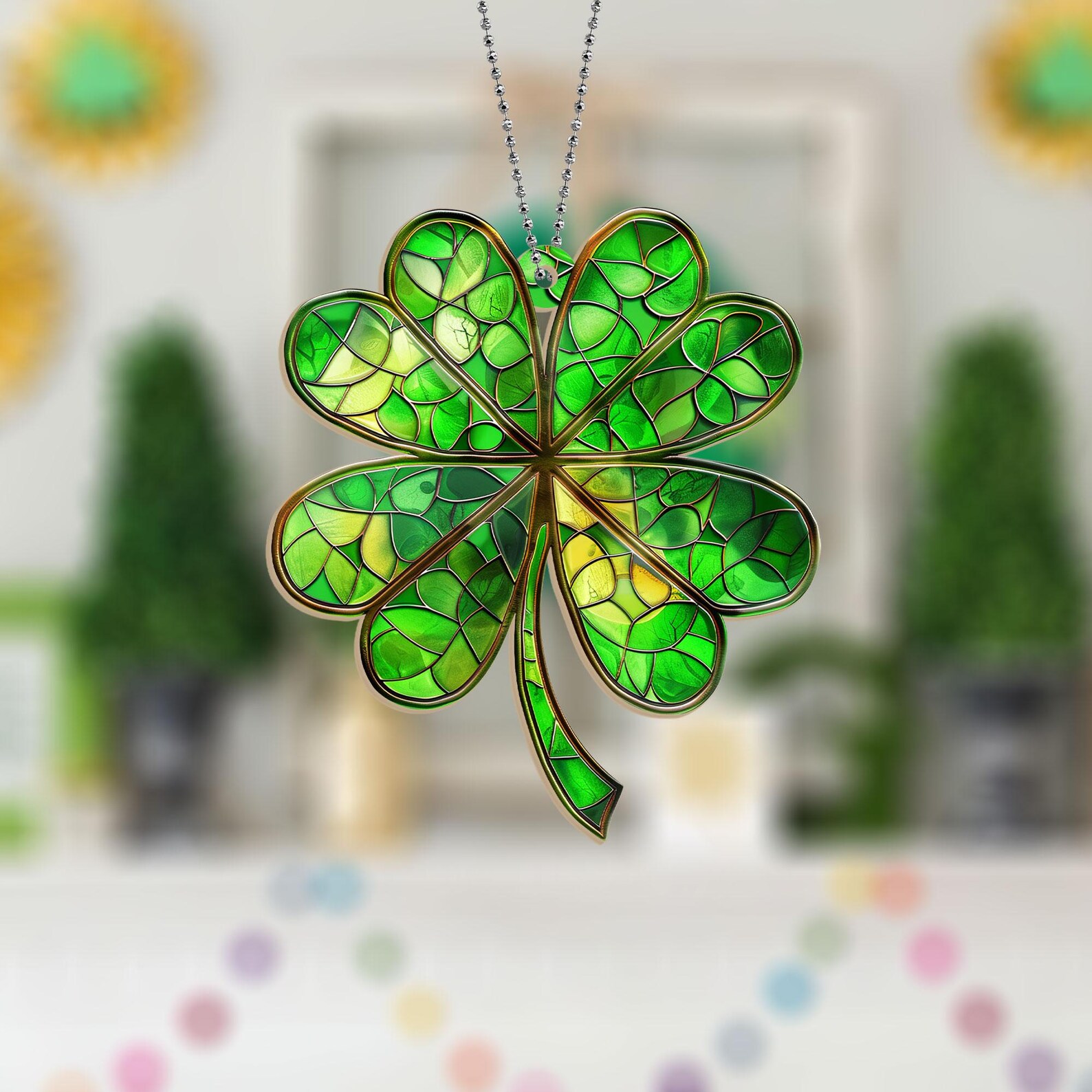 Four Leaf Clover Suncatcher, Four Leaf Clover Hanging Decor, Irish ...
