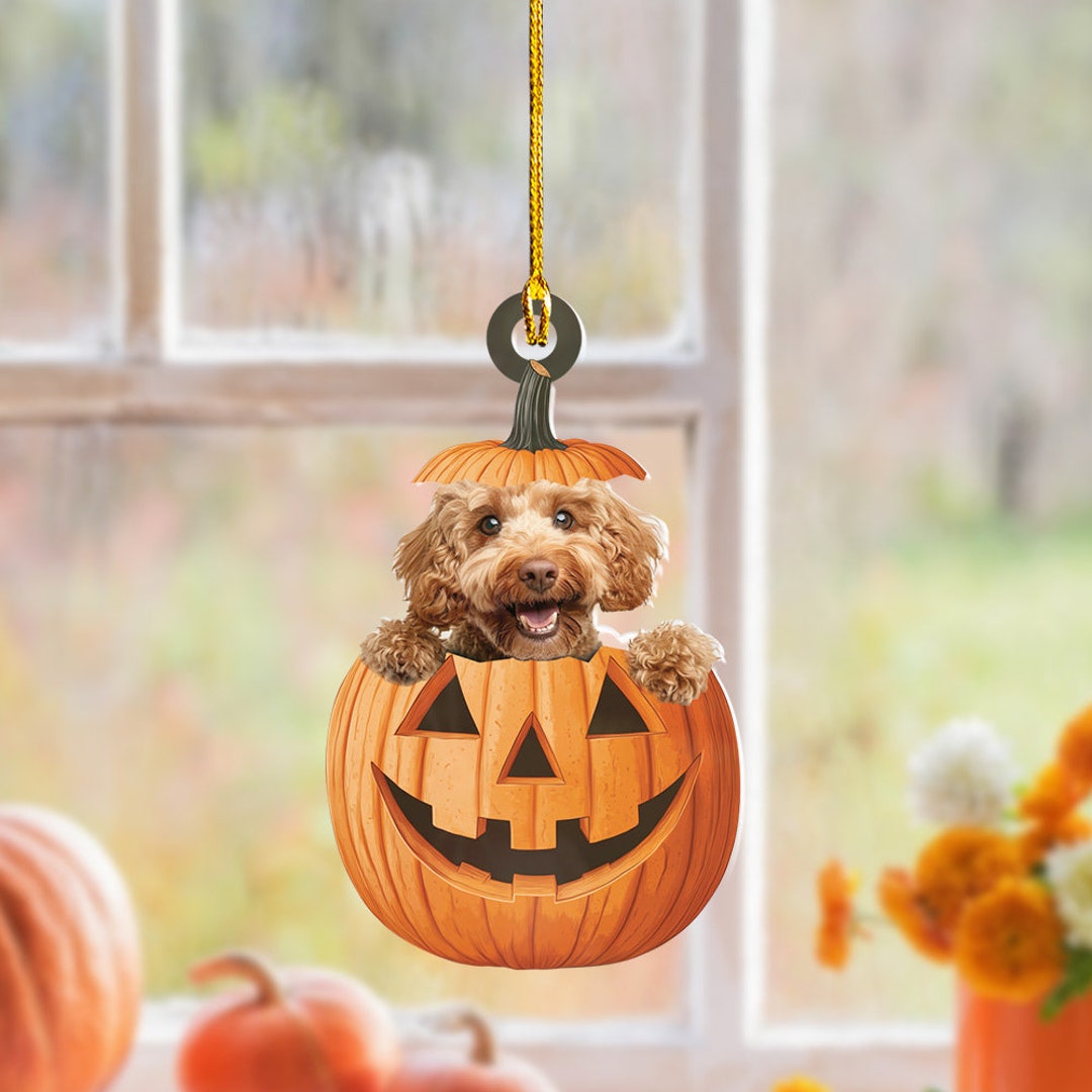 Personalized Cockapoo Dog Halloween Ornament, Cockapoo Dog Pumpkin ...