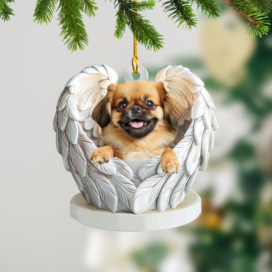Personalized Pekingese Dog Angel Wings Ornament, Pekingese Dog ...