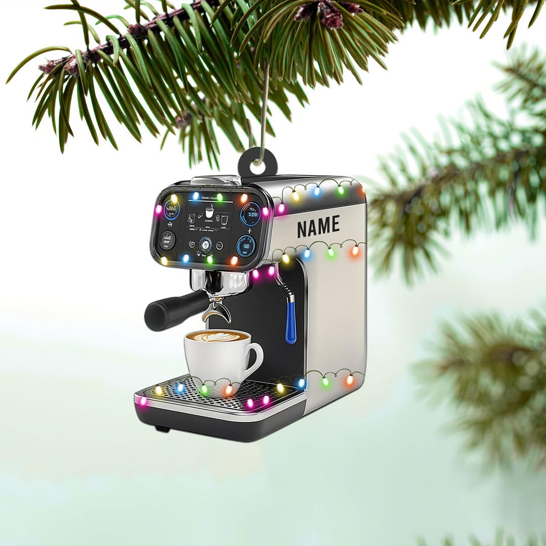 Personalized Coffee Machine Ornament, Espresso Machine Christmas ...