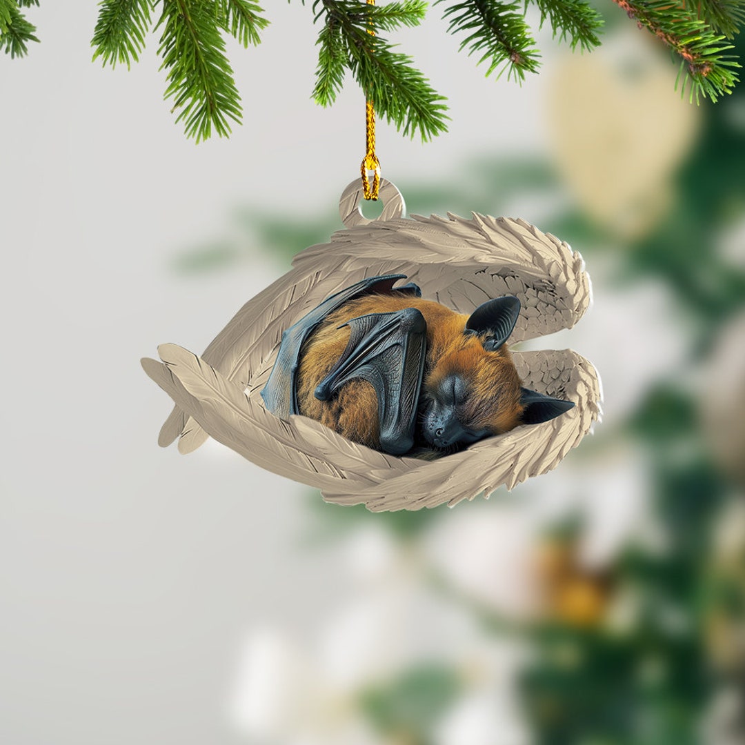 Personalized Bat Sleeping Angel Ornament, Bat Angel Wings Ornament, Bat ...