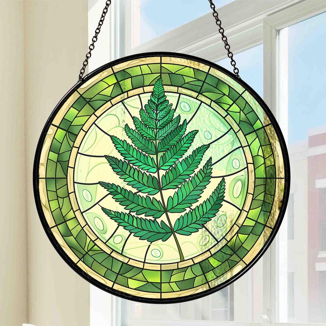 Fern Stained Glass Suncatcher, Fern Window Hanging Decor, Fern Light ...
