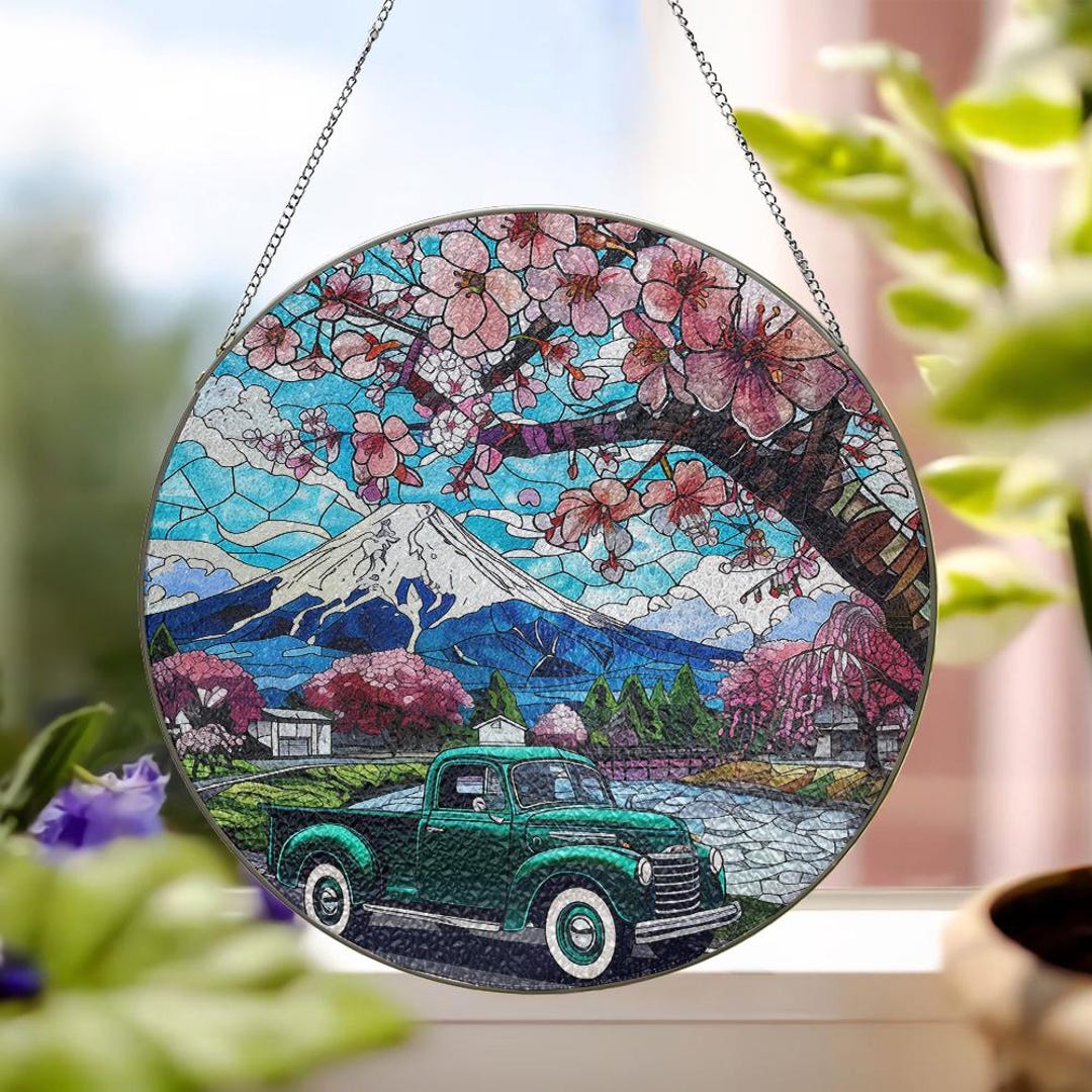 Mount Fuji Suncatcher, Stained Glass Not Acrylic Decor, Japan Village ...