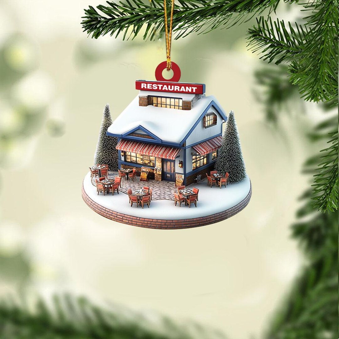 Restaurant Christmas Ornament, Restaurant 2D Flat Ornament, Restaurant ...