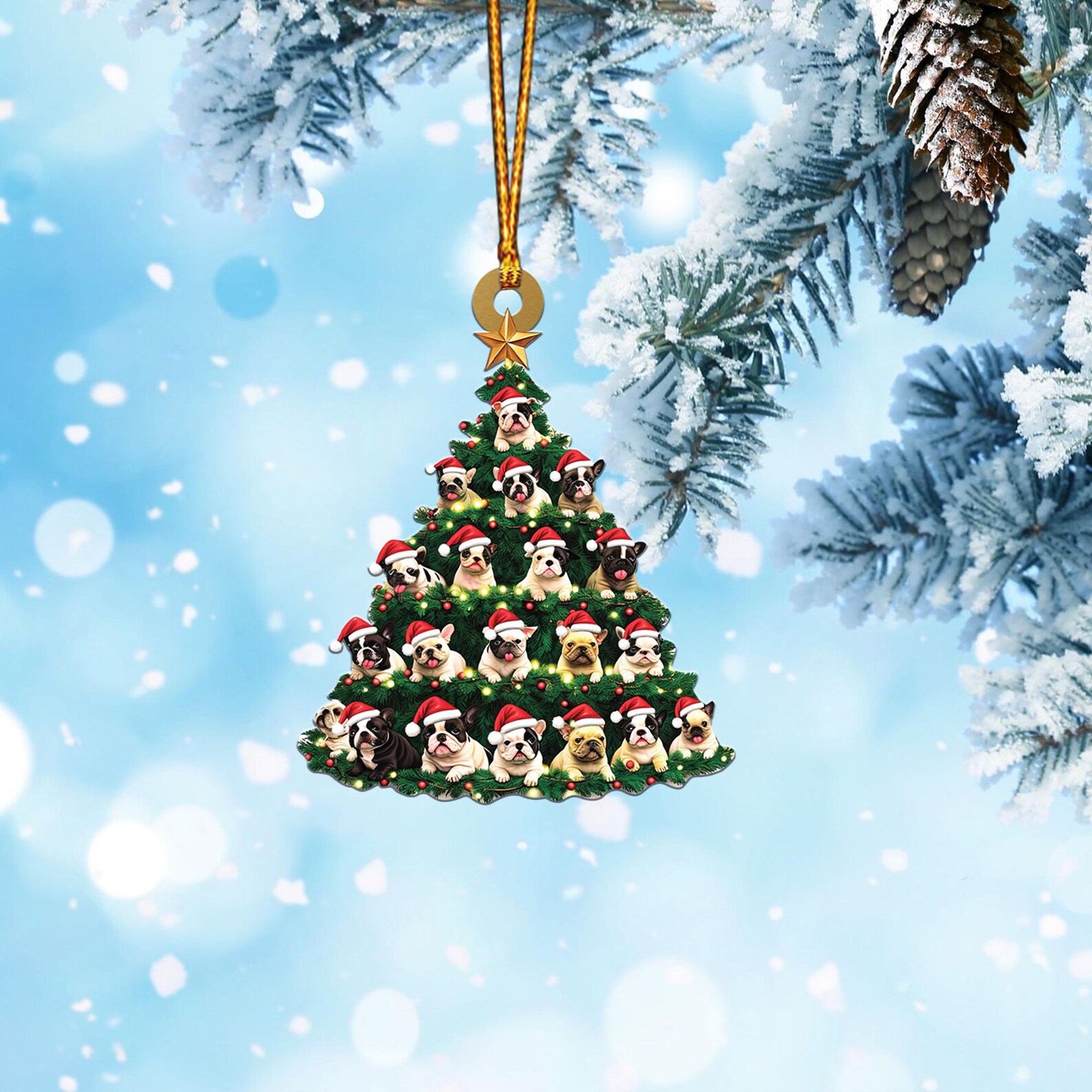 French Bulldog Christmas Tree Ornament, French Bulldog Rearview Mirror ...