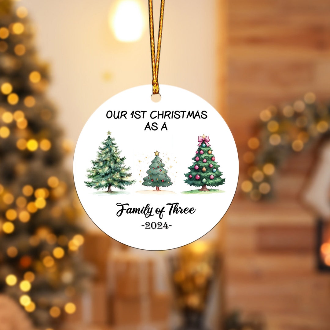 Personalized Family of Three Christmas Ornament, Family of Three ...