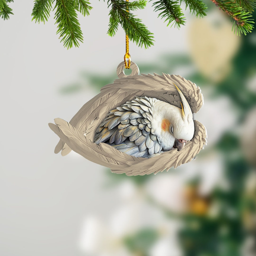 Personalized Cockatiel Sleeping Angel Ornament Cockatiel Angel Wings ...
