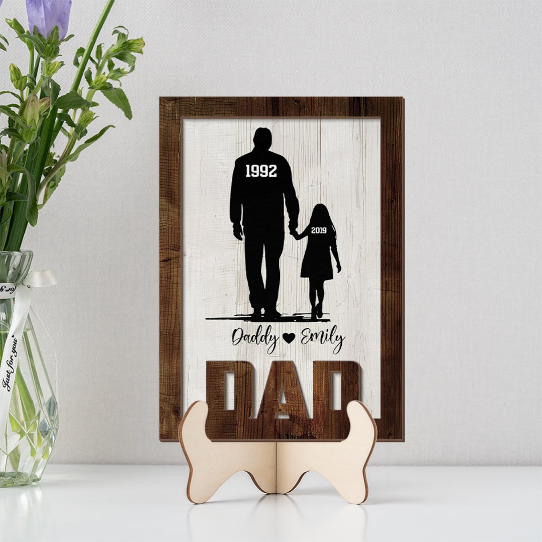 Personalized Dad Daughter Wooden Plaque, Custom Kid's Name Wooden Sign ...
