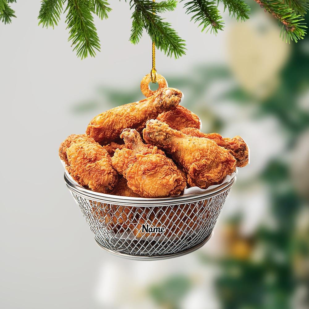 Personalized Fried Chicken Ornament, Fried Chicken Christmas Ornament ...