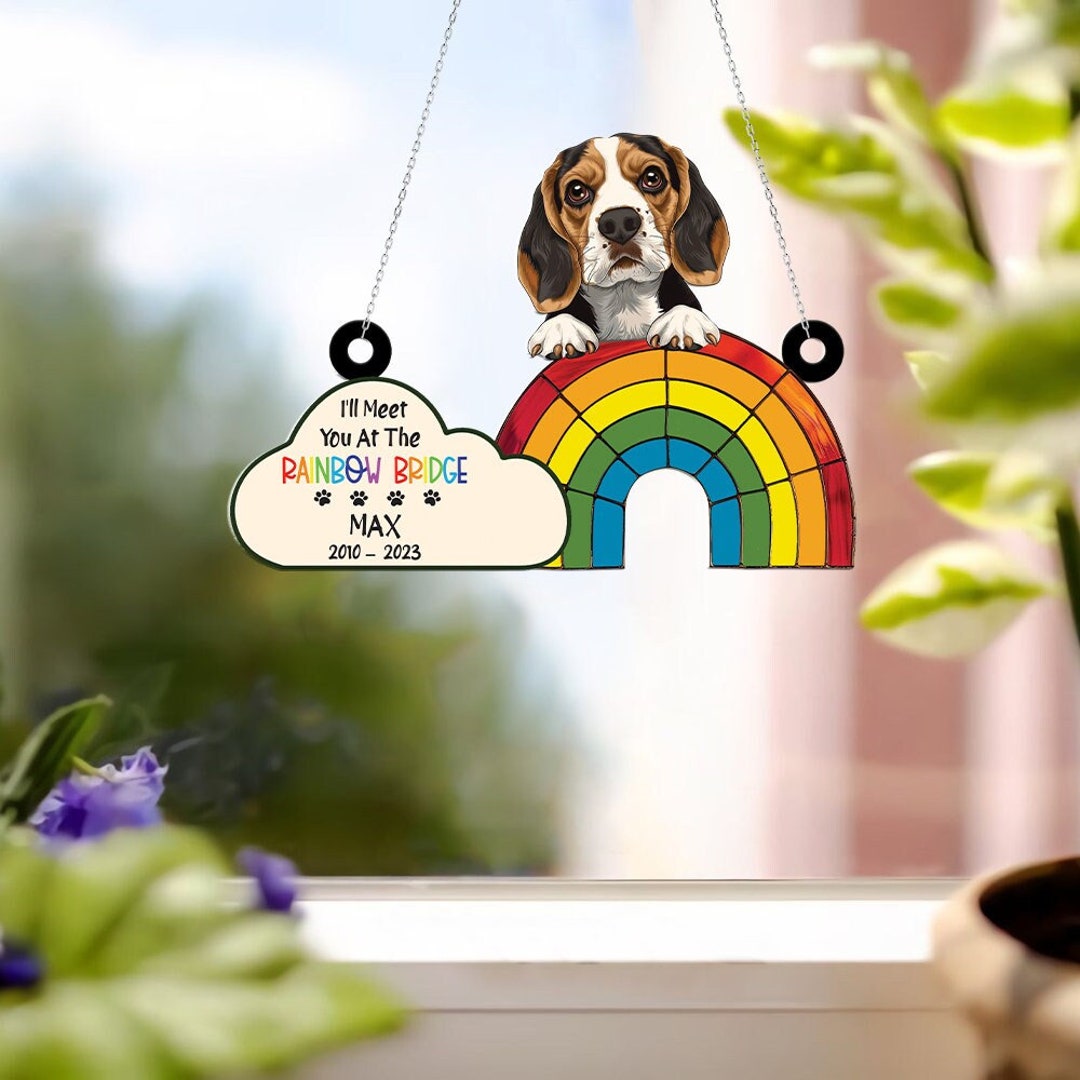 Personalized Dog Rainbow Bridge Window Hanging Suncatcher Ornament ...