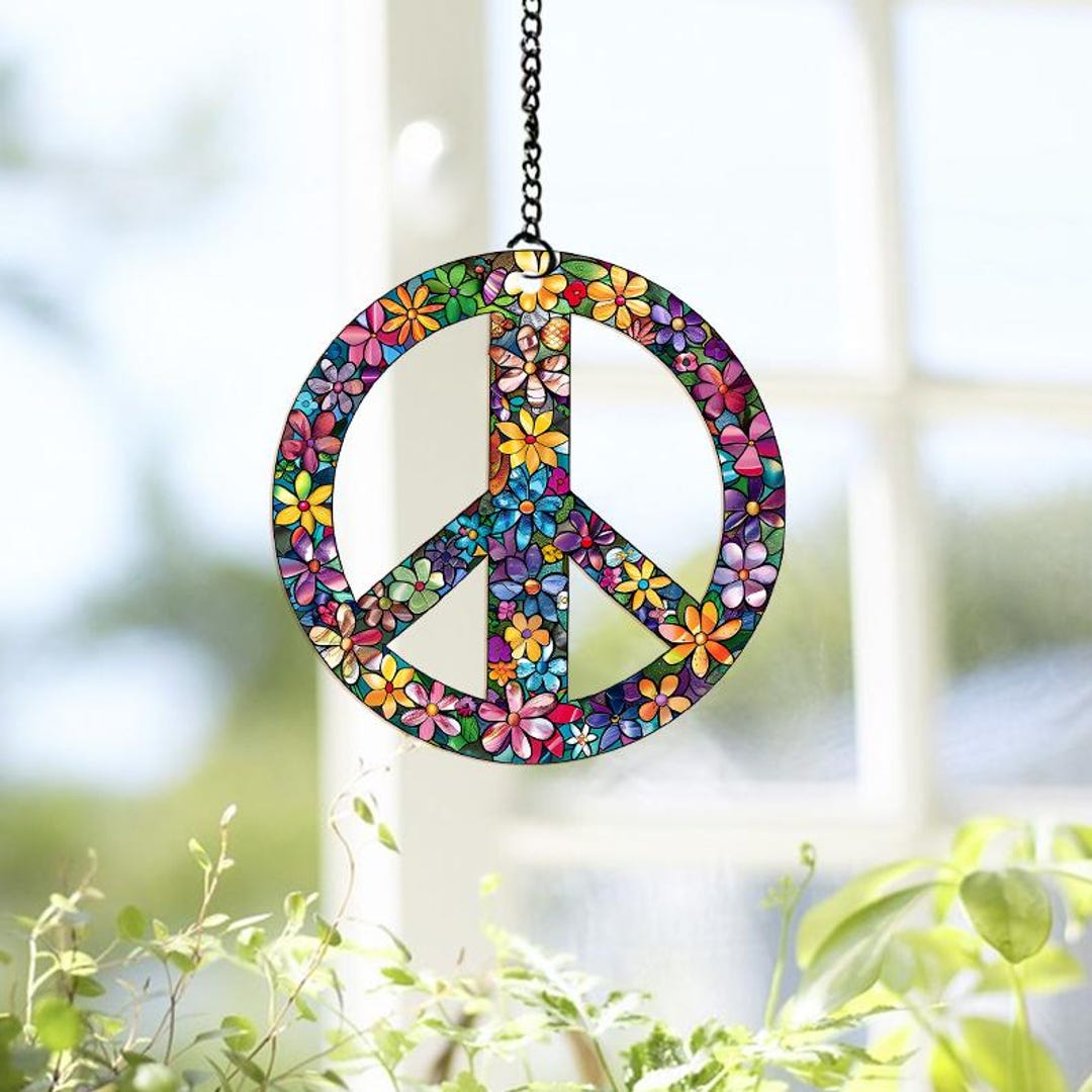 Peace Sign Suncatcher, Peace Sign Hanging Ornament Home Decor, Peace ...