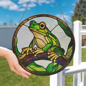 Stained Glass Green Frog Suncatcher, Green Frog Windows Hanging Decor ...
