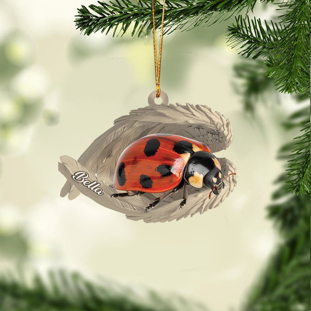 Personalized Ladybugs Sleeping Angel Ornament, Ladybugs Angel Wings ...