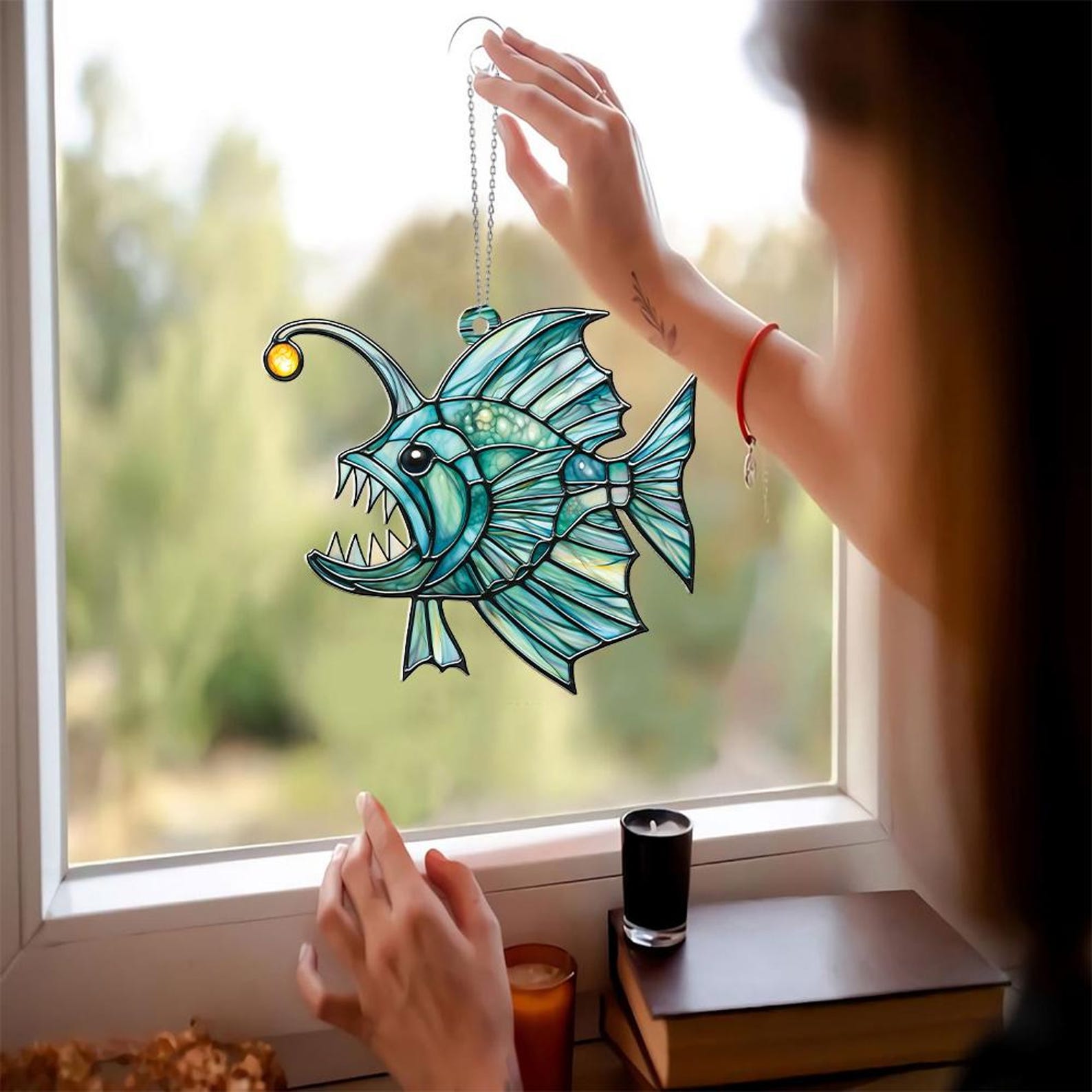 Angler Fish Suncatcher, Acrylic Anglerfish Ornament, Deep Ocean Decor ...