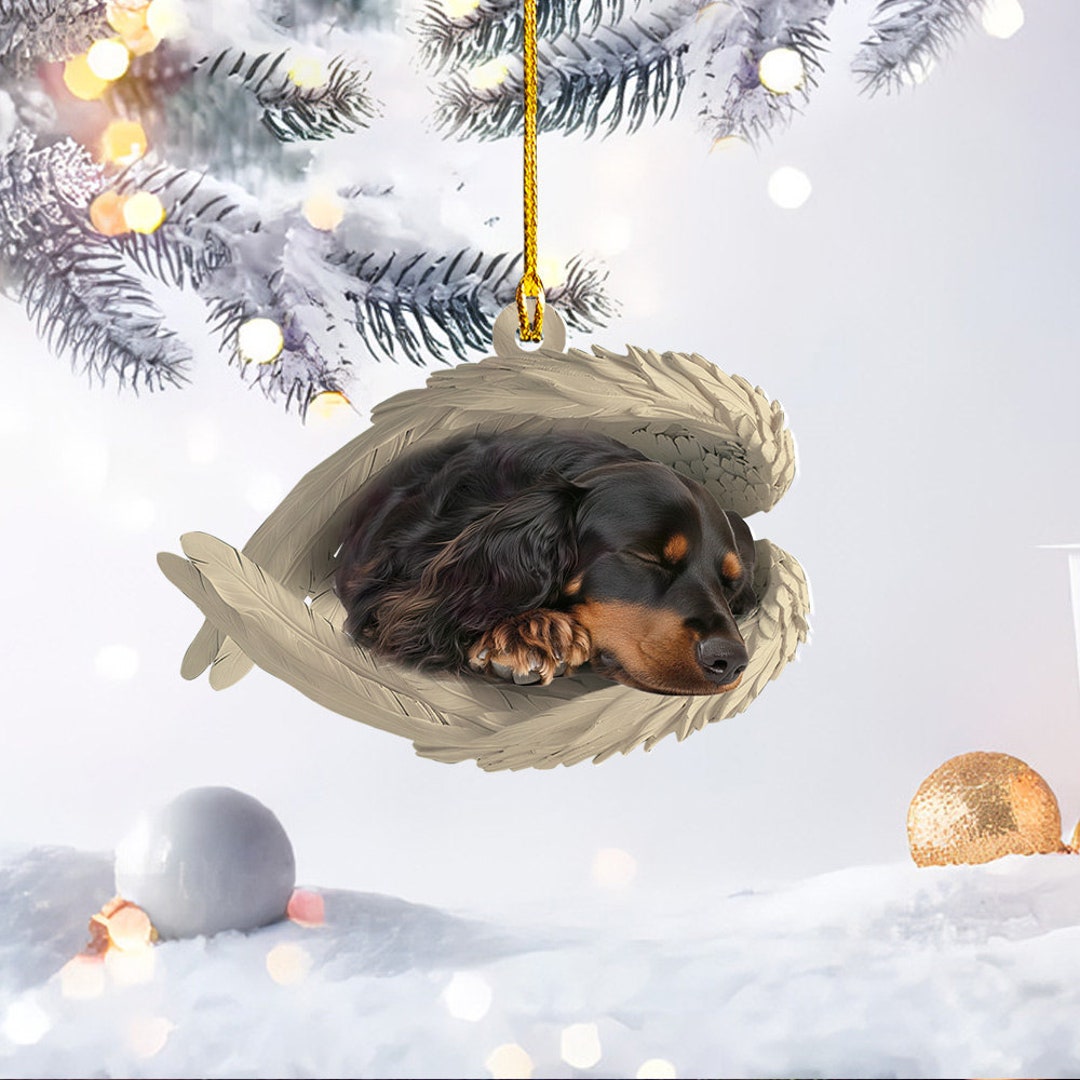 Personalized Gordon Setter Dog Sleeping Angel Wings Ornament, Gordon ...