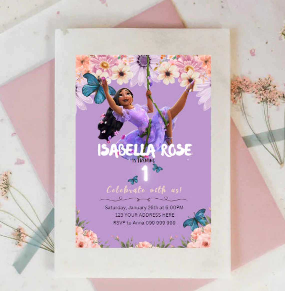 Isabela Encanto Disney 1st Birthday Invitation Template - Etsy