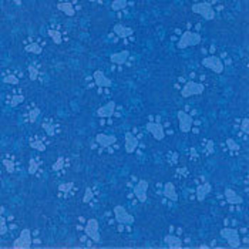 Paw Prints on Blue Fabric-light Blue Paws on Blue-paw Print Fabric - Etsy