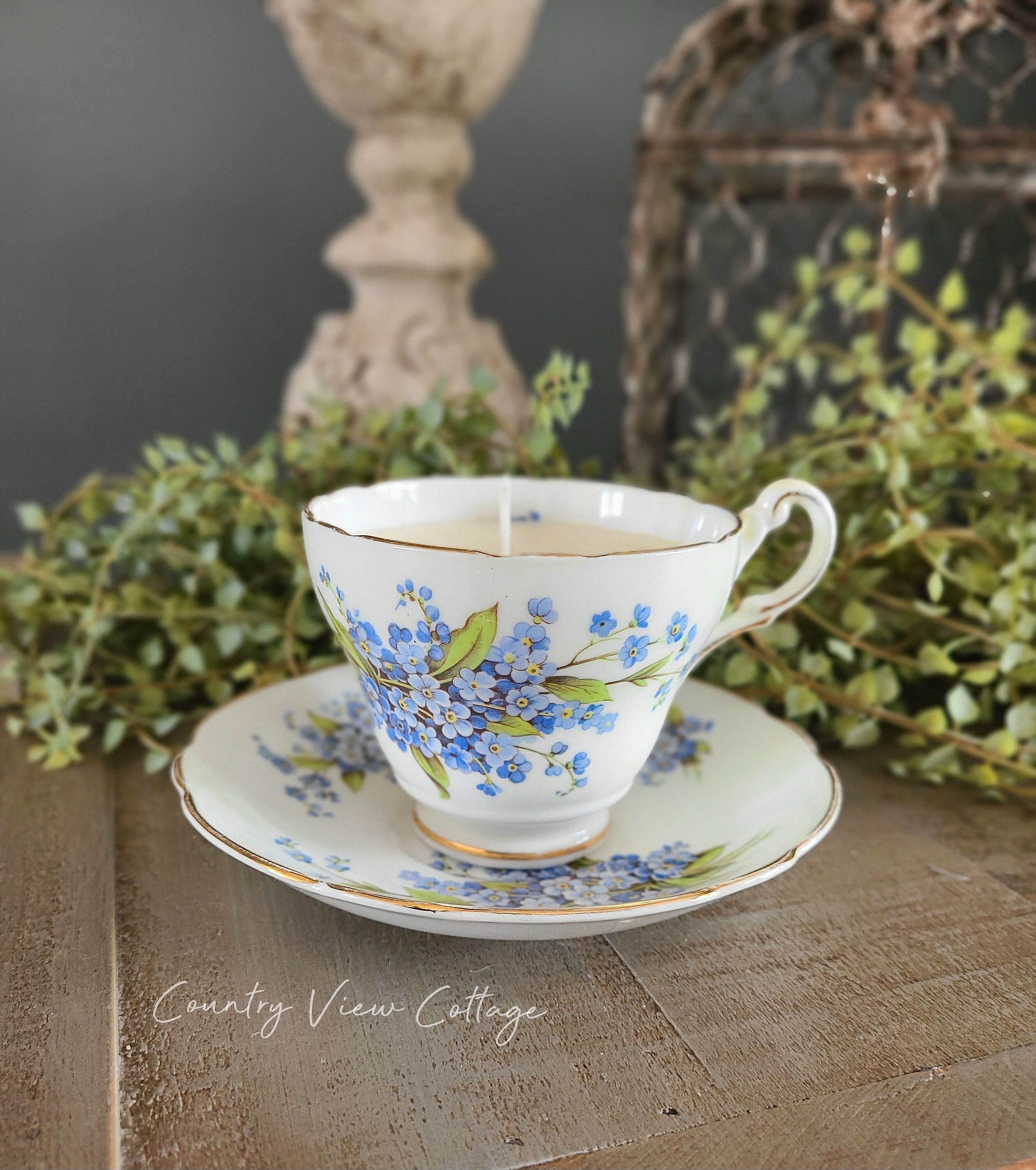 Vintage Floral Regency Teacup Candle and Saucer - Etsy