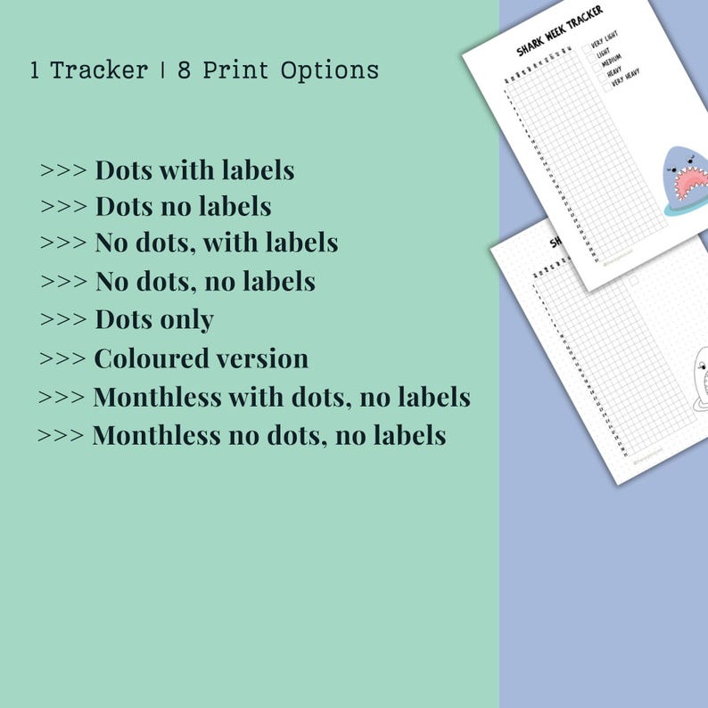 Shark Week Period Tracker Printable: A5/A4/US Letter Bujo (PDF Download ...