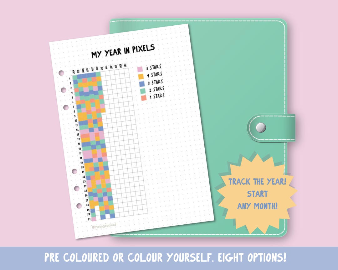 Year in Pixels Tracker: Mood & Day Rating Chart (digital Download) - Etsy