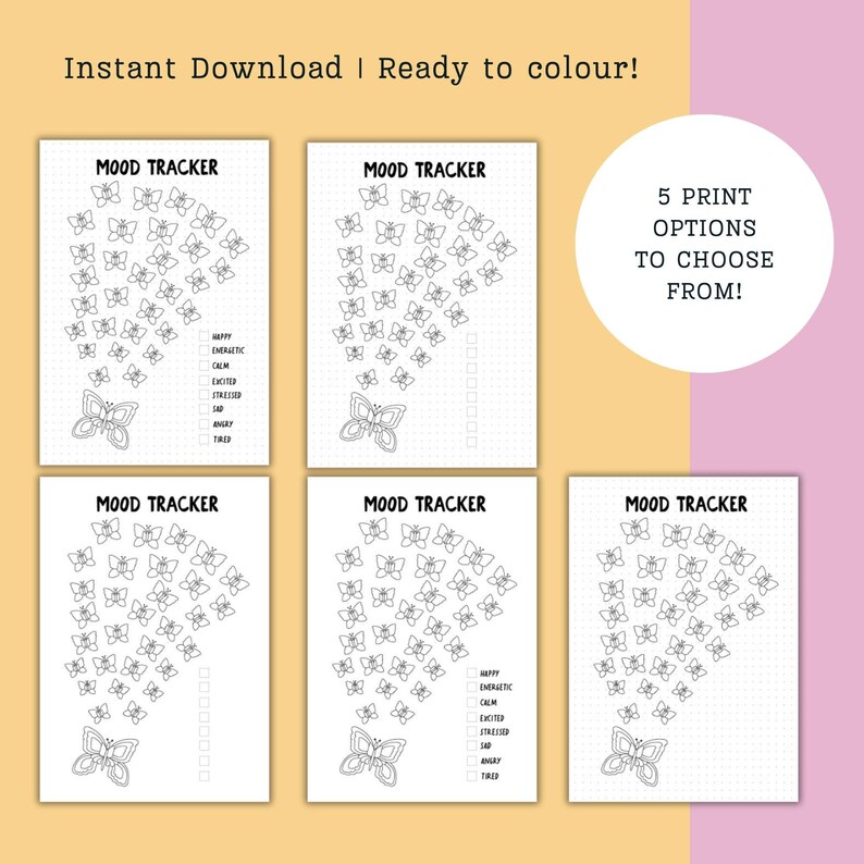 Butterfly Mood Tracker PDF | Printable Bullet Journal Page for Self ...