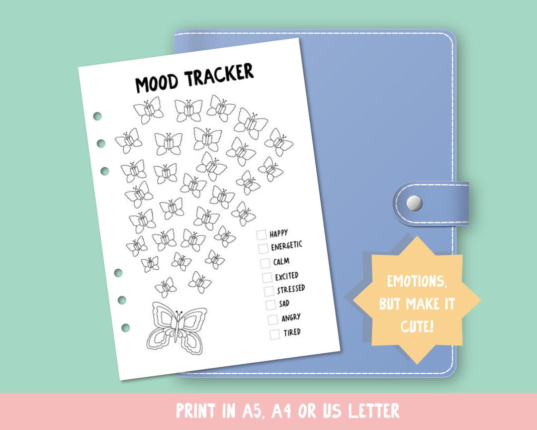 Butterfly Mood Tracker PDF | Printable Bullet Journal Page for Self ...
