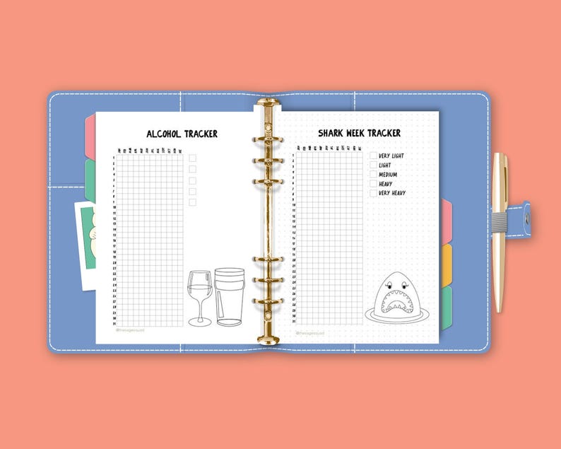 Period Tracker Printable, Journal Pages, Adult Colouring, Shark Week ...